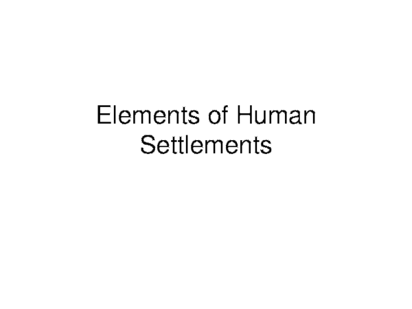 (PDF) Elements of Human Settlements