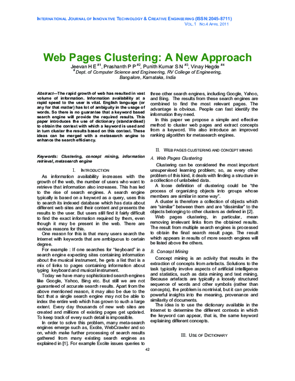 (PDF) Web Pages Clustering: A New Approach | Vinay V.Hegde - Academia.edu