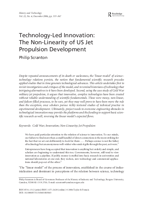 (PDF) Technology Led Innovation Developing Jet Propulsion