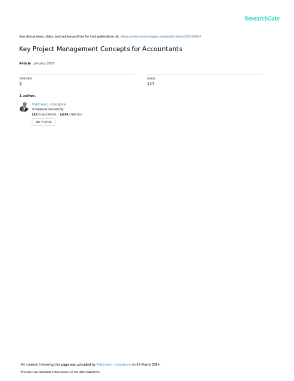 (PDF) Key Project Management Concepts for Accountants