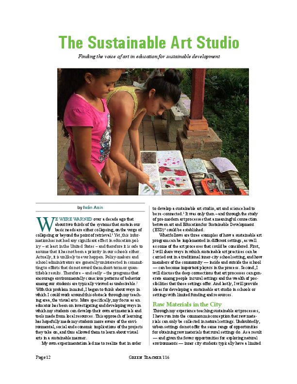 (PDF) The Sustainable Art Studio: Finding the Voice of Art in Education ...