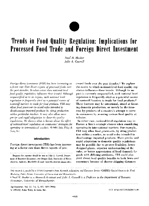 (PDF) Trends in food quality regulation: Implications for processed ...
