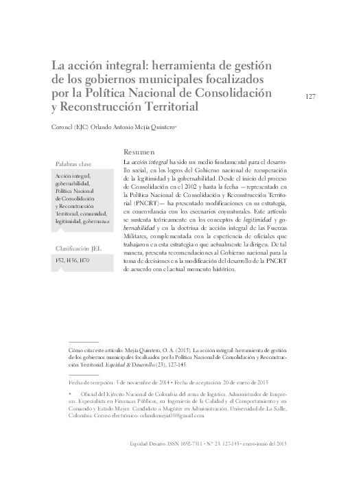 (PDF) La acción integral: herramienta de gestión de los gobiernos ...