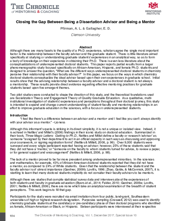 (PDF) Closing the Gap Between Being a Dissertation Advisor and Being a ...