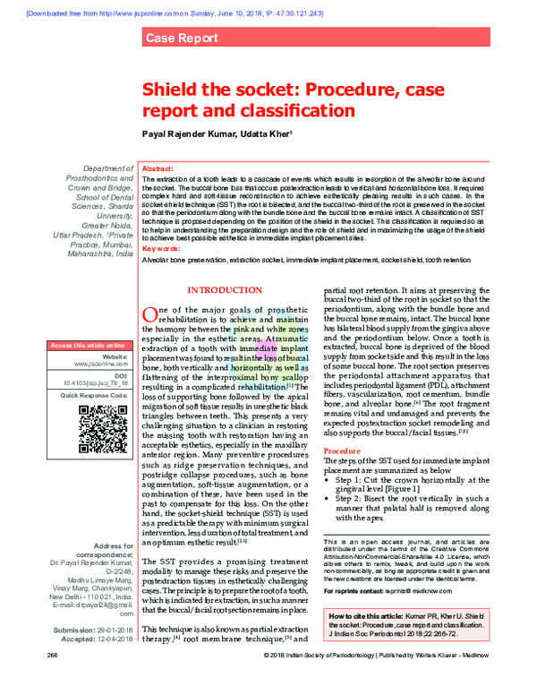 (PDF) Shield the socket: Procedure, case report and classification