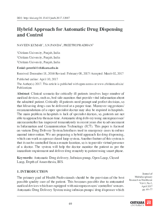 (PDF) Hybrid Approach for Automatic Drug Dispensing and Control
