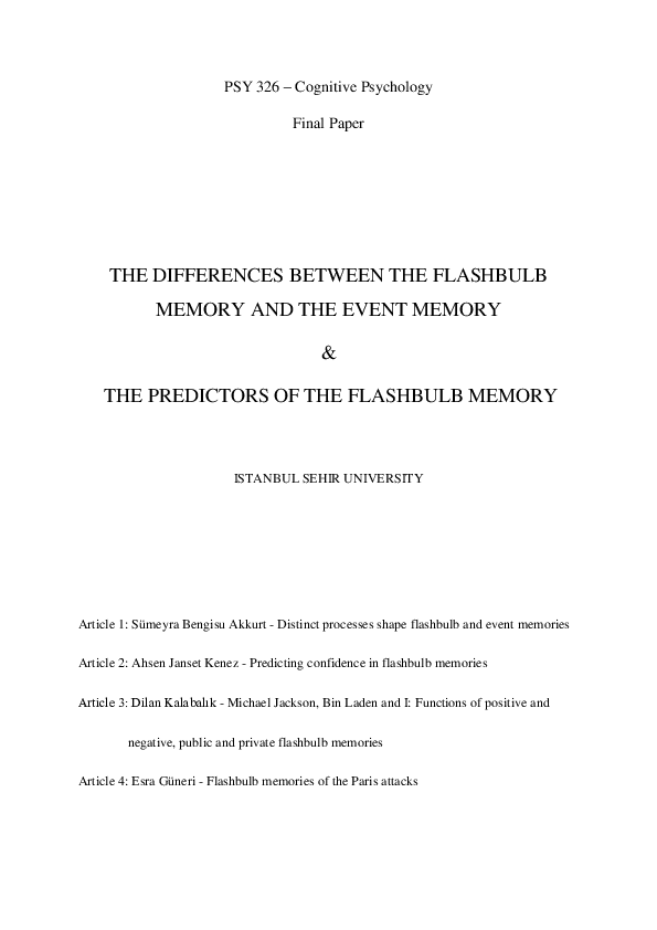 (DOC) THE DIFFERENCES BETWEEN THE FLASHBULB MEMORY AND THE EVENT MEMORY ...