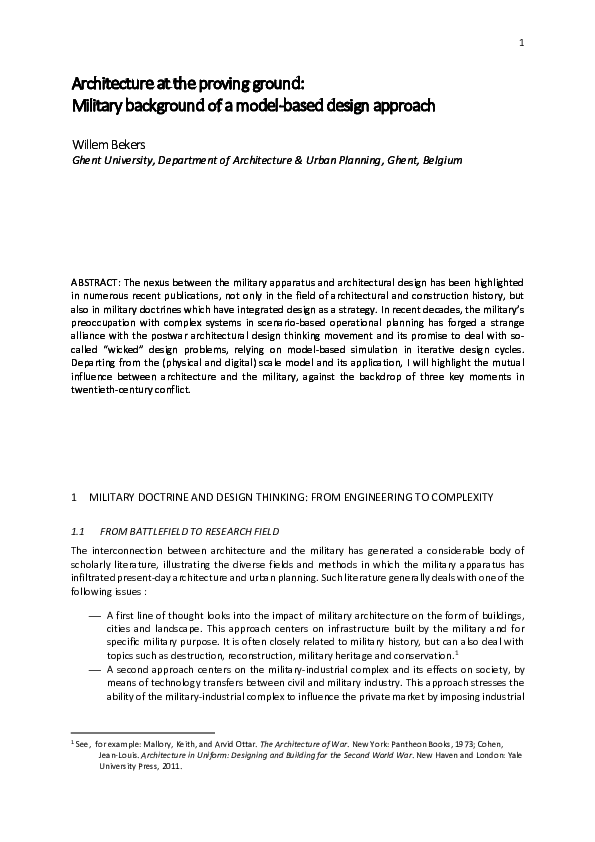 (PDF) Architecture at the proving ground: military background of a ...