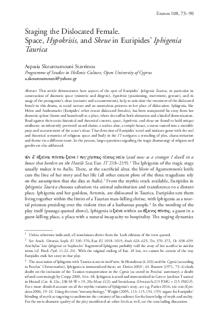 (PDF) Staging the dislocated female. Space, Hypokrisis, and Skeue in ...