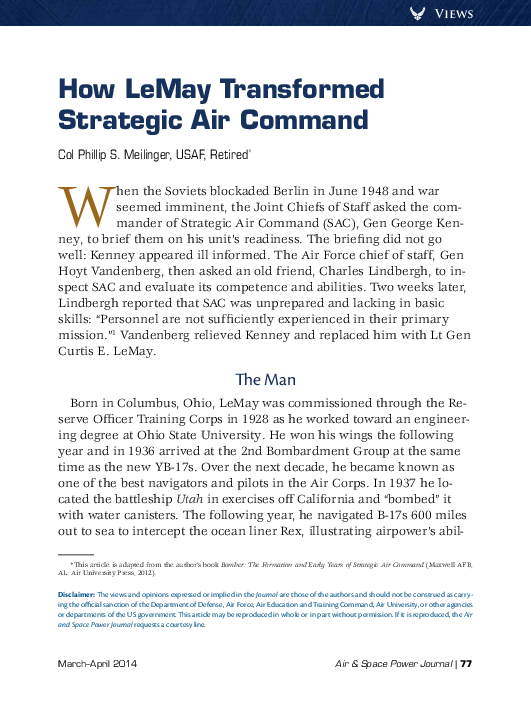 (PDF) How LeMay Transformed Strategic Air Command