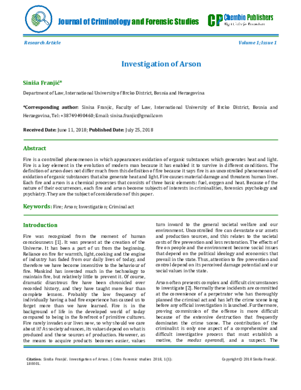 (PDF) Investigation of Arson
