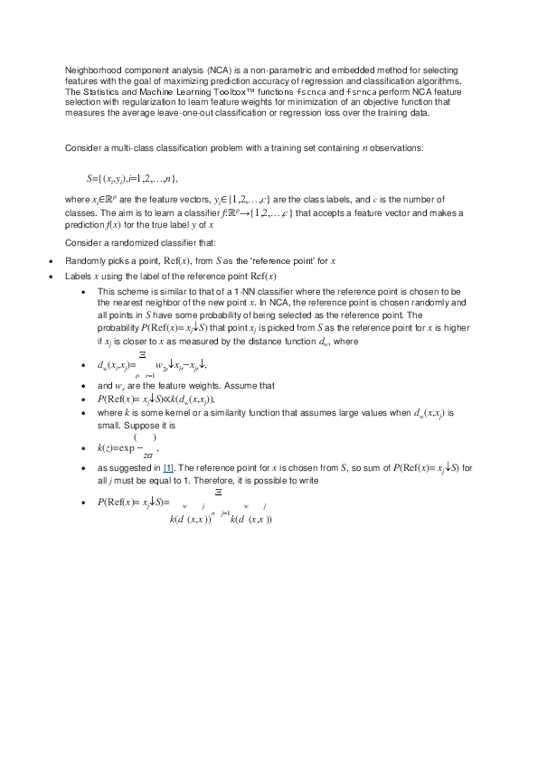 (DOC) Neighborhood component analysis