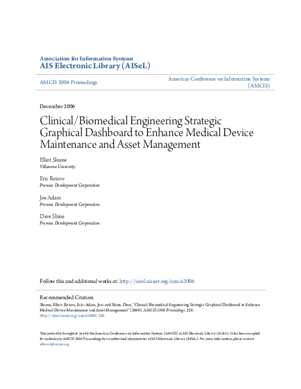 (PDF) Clinical/Biomedical Engineering Strategic Graphical Dashboard to ...