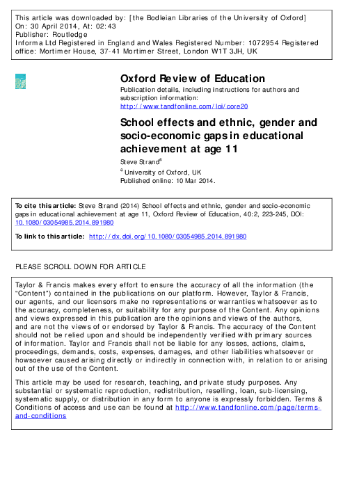 (PDF) School effects and ethnic, gender and socio-economic gaps in ...