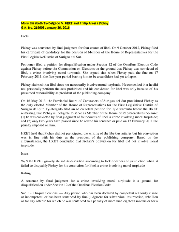 (DOC) Mary Elizabeth Ty Delgado v HRET