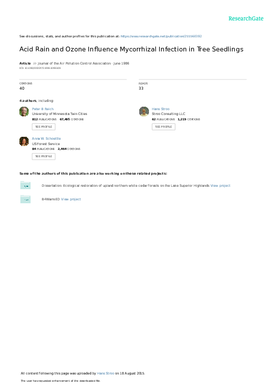 (PDF) Acid Rain and Ozone Influence Mycorrhizal Infection in Tree ...