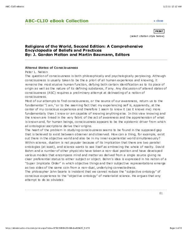 (PDF) Altered States of Consciousness