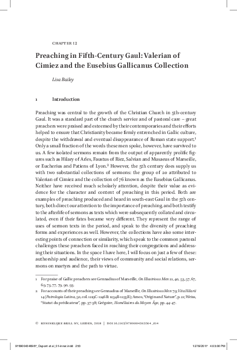 (PDF) Preaching in Fifth-Century Gaul: Valerian of Cimiez and the ...