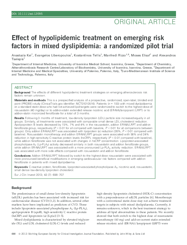 (PDF) Effect of hypolipidemic treatment on emerging risk factors in ...