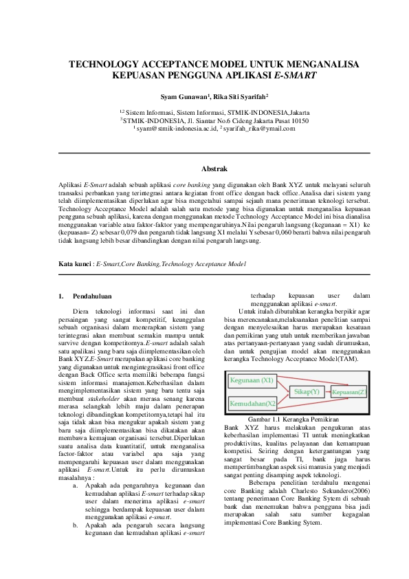 (DOC) TECHNOLOGY ACCEPTANCE MODEL UNTUK MENGANALISA KEPUASAN PENGGUNA APLIKASI E-SMART