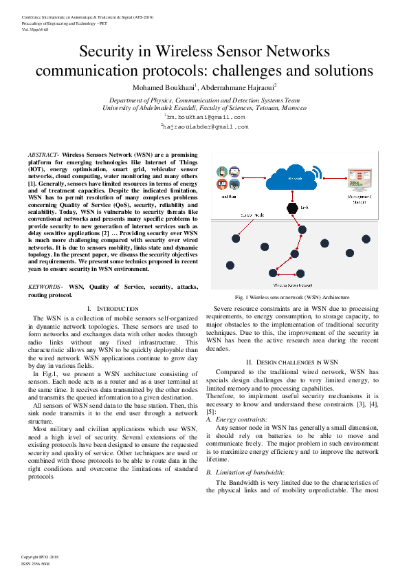 (PDF) Security in Wireless Sensor Networks communication protocols ...
