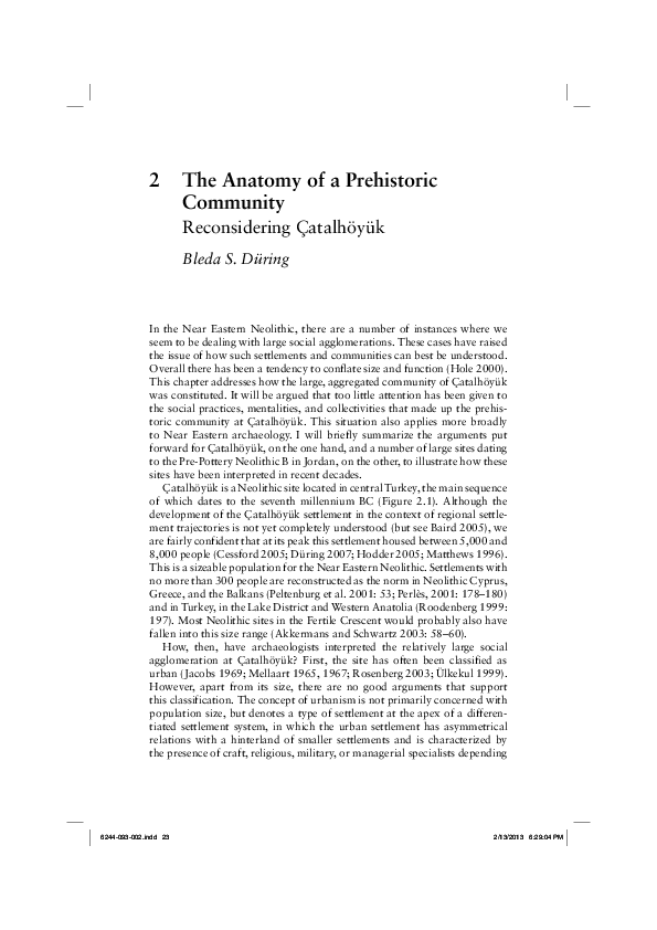 (PDF) Düring, B. S. (2013). The anatomy of a prehistoric community ...