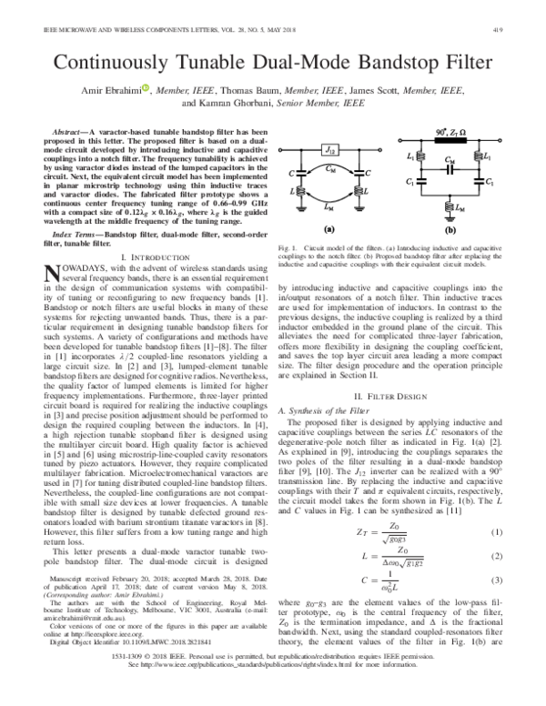 (PDF) Continuously Tunable Dual-Mode Bandstop Filter