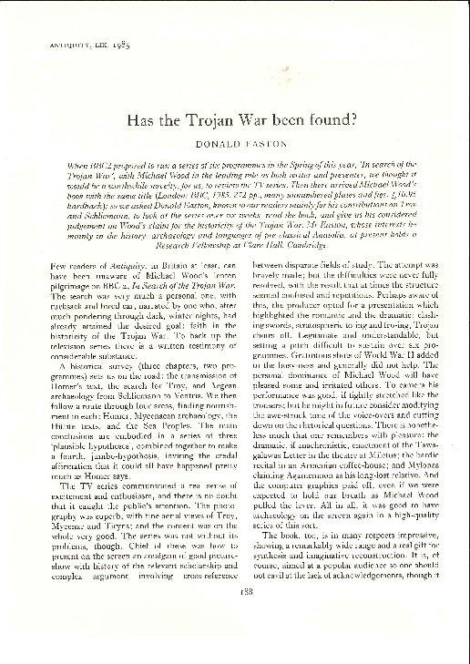 (PDF) Has the Trojan War been found?