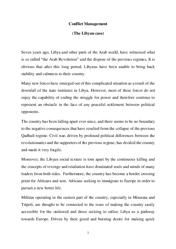 (PDF) Conflict Management (The Libyan case