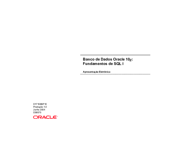 (PDF) Banco de Dados Oracle 10g: Fundamentos de SQL I