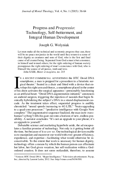 (PDF) Progress and Progressio: Technology, Self-betterment, and ...