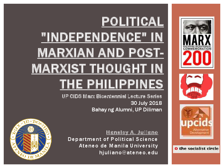 (PDF) Political "Independence" in Marxian and Post-Marxist Thought in ...
