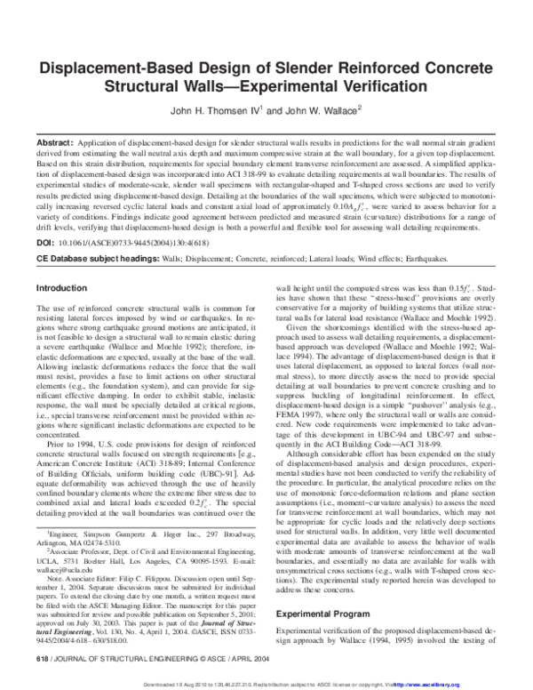 (PDF) Displacement-Based Design of Slender Reinforced Concrete ...