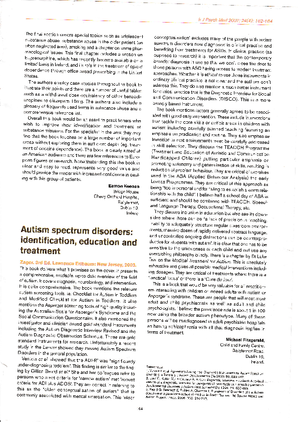 (PDF) Autism spectrum disorders- identification, education and ...