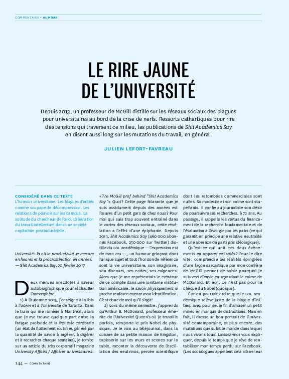 (PDF) Le rire jaune de l'université