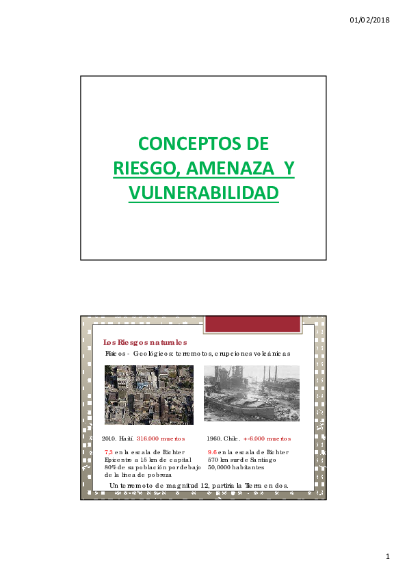 (PDF) CONCEPTOS DE RIESGO, AMENAZA Y VULNERABILIDAD Los Riesgos naturales
