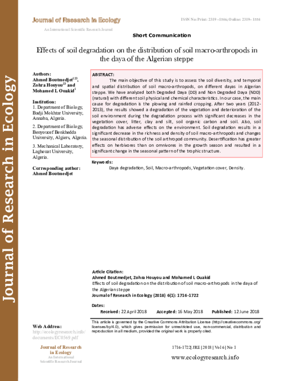 (PDF) Effects of soil degradation on the distribution of soil macro ...