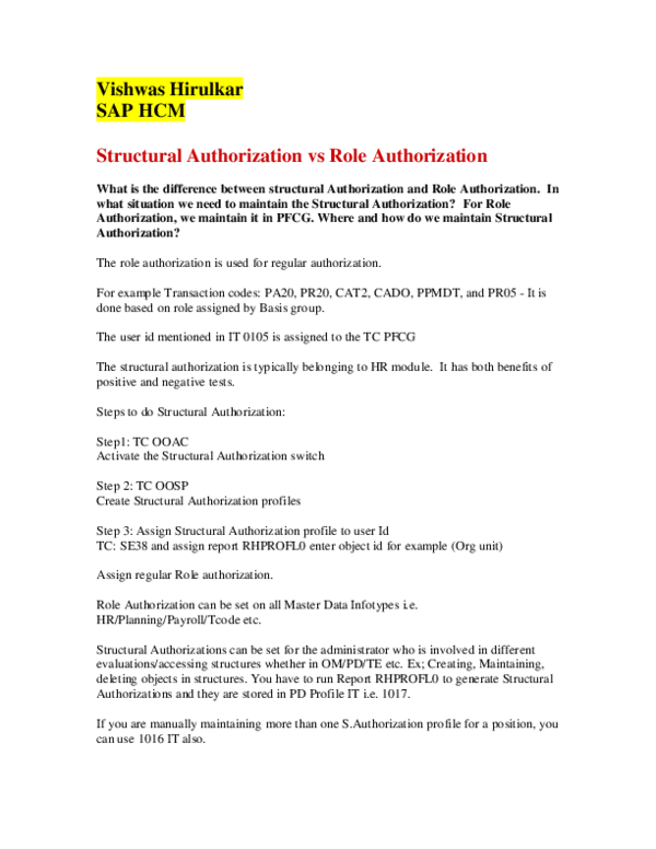 (PDF) Structural Authorization vs Role Authorization