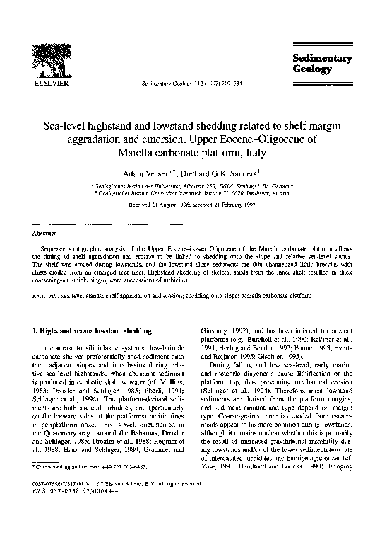 (PDF) Sea-level highstand and lowstand shedding related to shelf margin ...