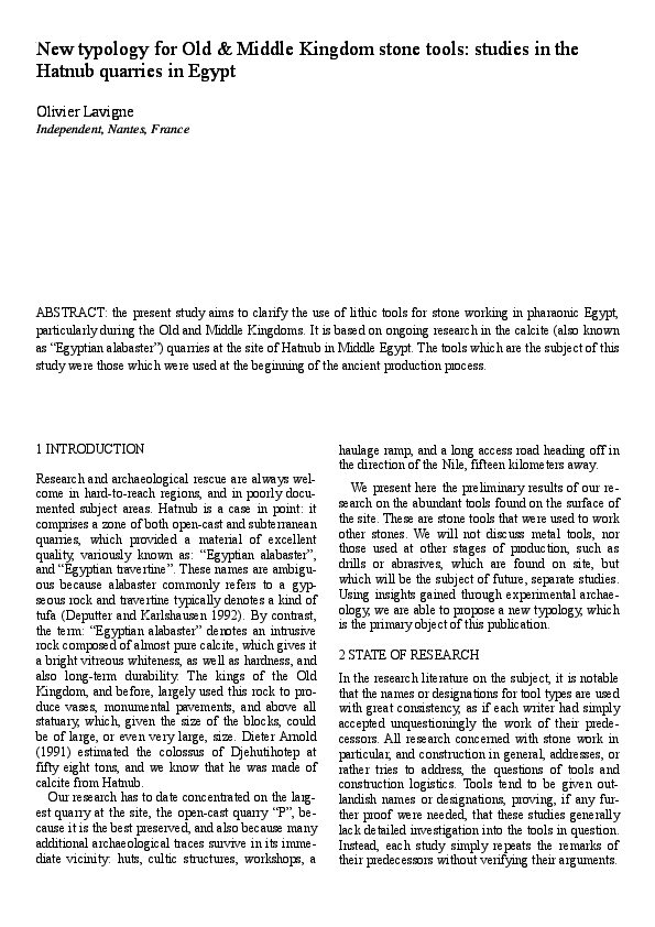 (PDF) New typology for Old & Middle Kingdom stone tools: studies in the ...