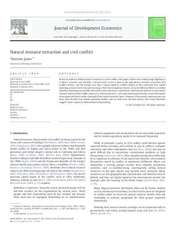 (PDF) Natural Resources and Conflict | Lalkholian Guite - Academia.edu