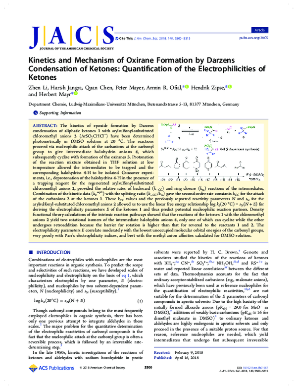 (PDF) Kinetics and Mechanism of Oxirane Formation by Darzens ...