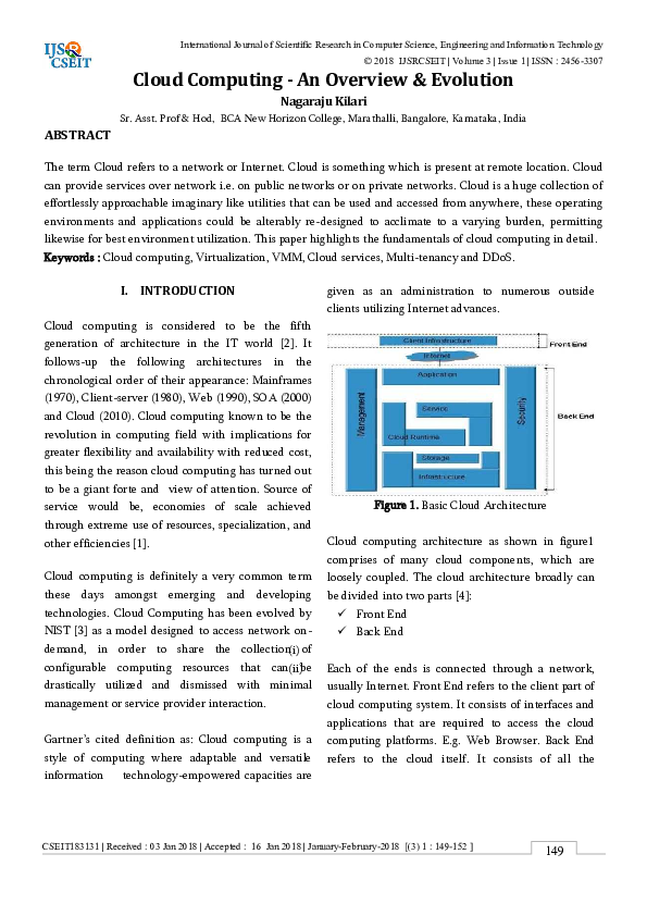 (PDF) Cloud Computing -An Overview & Evolution