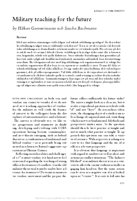(PDF) Military teaching for the future