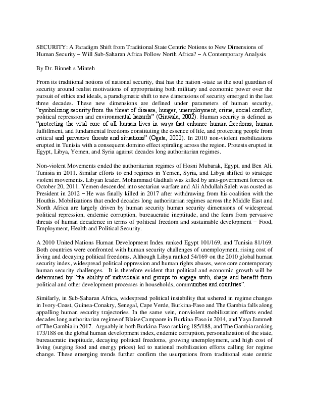 (DOC) SECURITY: A Paradigm Shift from Traditional State Centric Notions ...