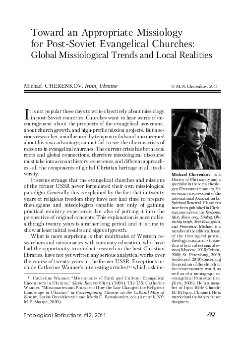 (PDF) Toward Appropriate Missiology for Post-Soviet Evangelicals ...