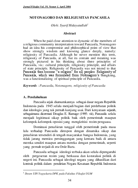 (PDF) Notonagoro dan Religiusitas Pancasila