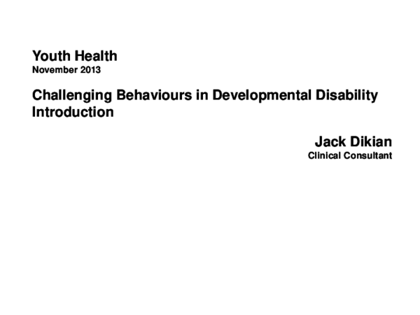 (PPT) Challenging Behaviours in Developmental Disability