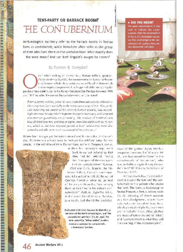 (PDF) The Roman Army in Detail: The Contubernium - tent-party or ...