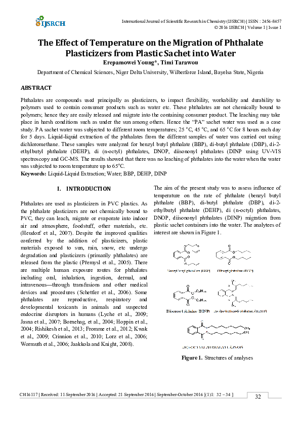 (PDF) The Effect of Temperature on the Migration of Phthalate ...